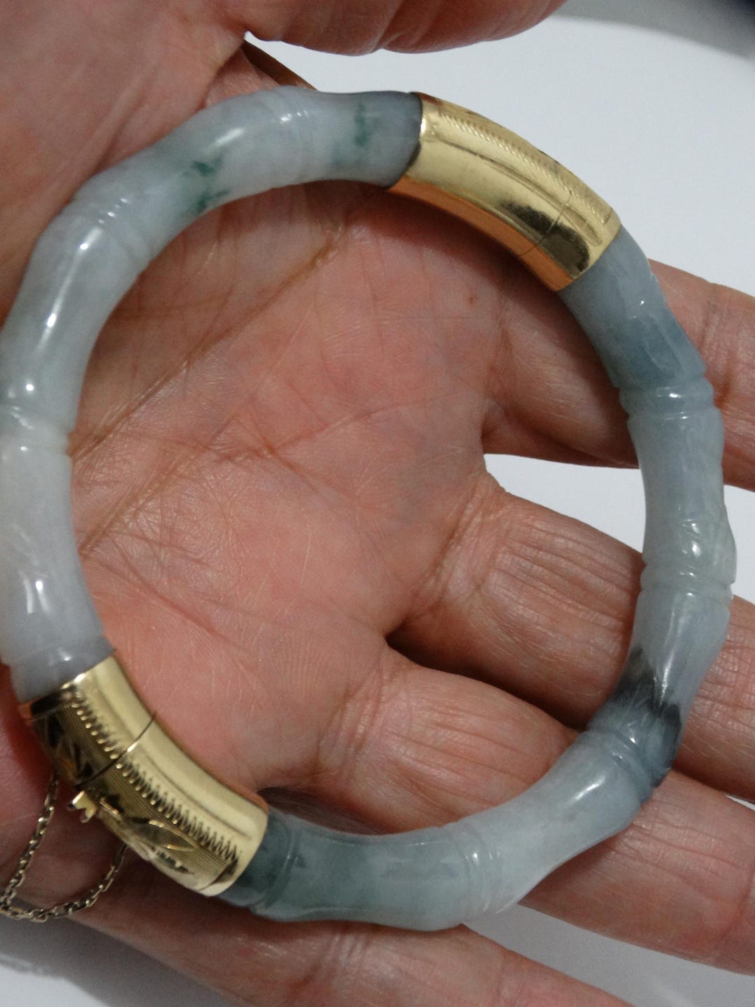 14k Gold Jade Bangle Bracelet. - Etsy