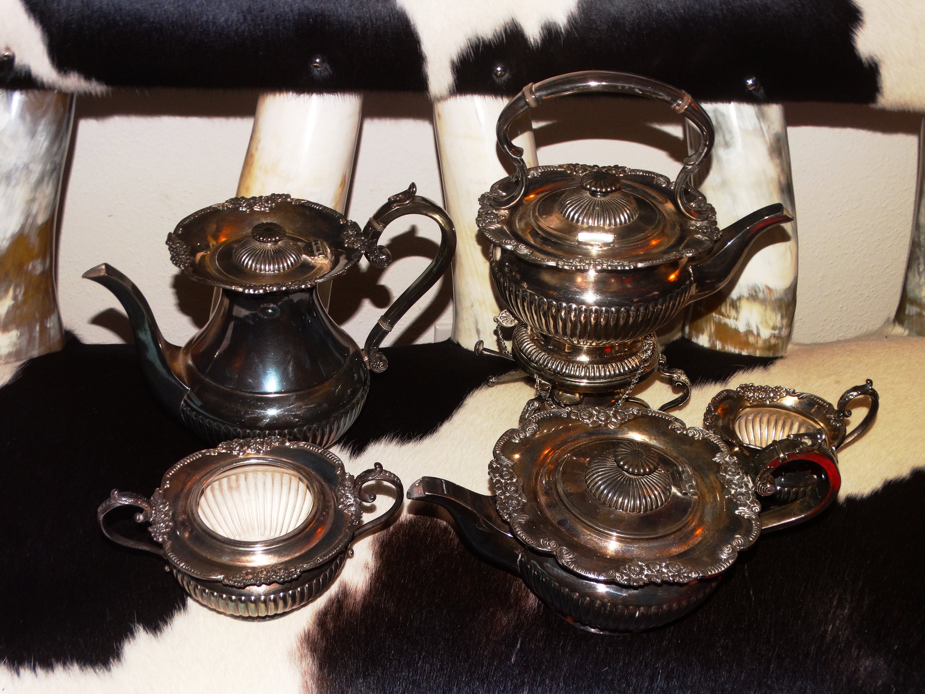 Victorian Set RARE Silver Plated EPBM Britannian Made Unique Rose ...
