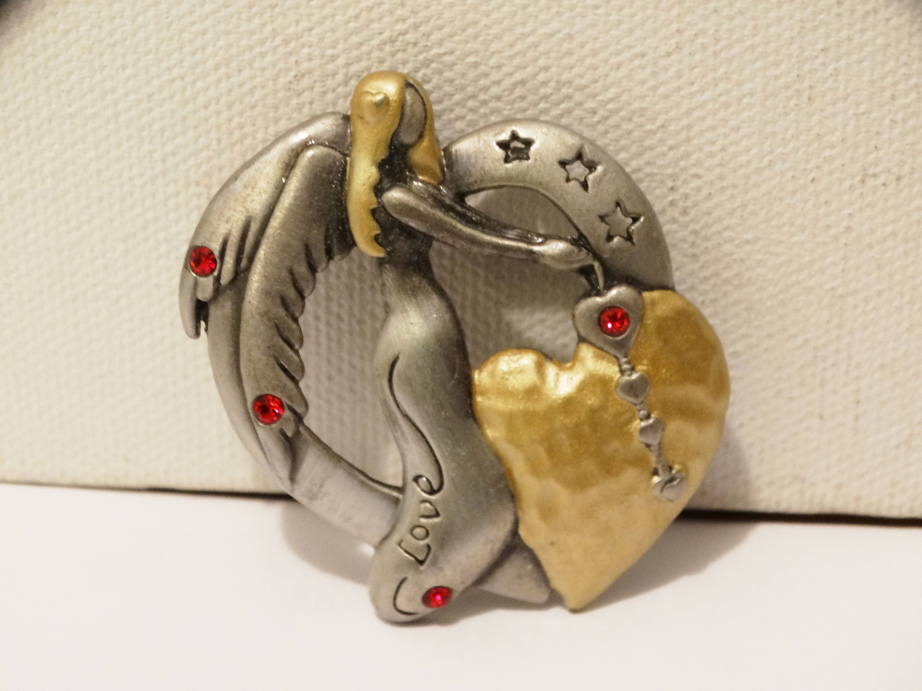 Angel With Heart / Key Stars Red Rhinestone Brooch/pin. - Etsy