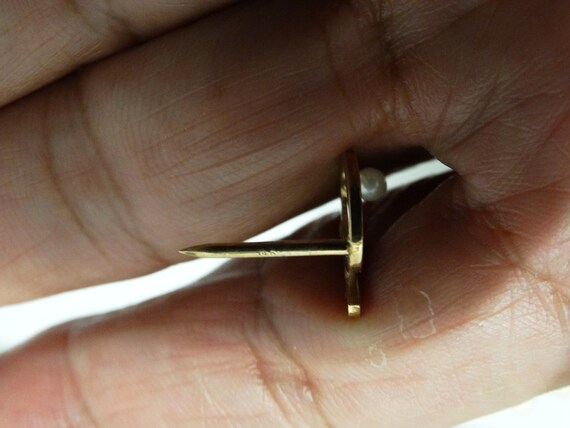 14k Yellow Gold Number 10 With Pearl Pin. - Gem