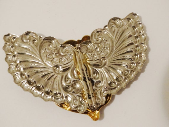 Silver & Gold Tone Large Lady Brooch. - Gem
