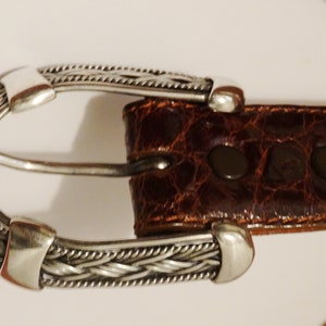 Ron Rizzo Sterling Silver Handmade Basket Weave Design Buckle & Leather ...