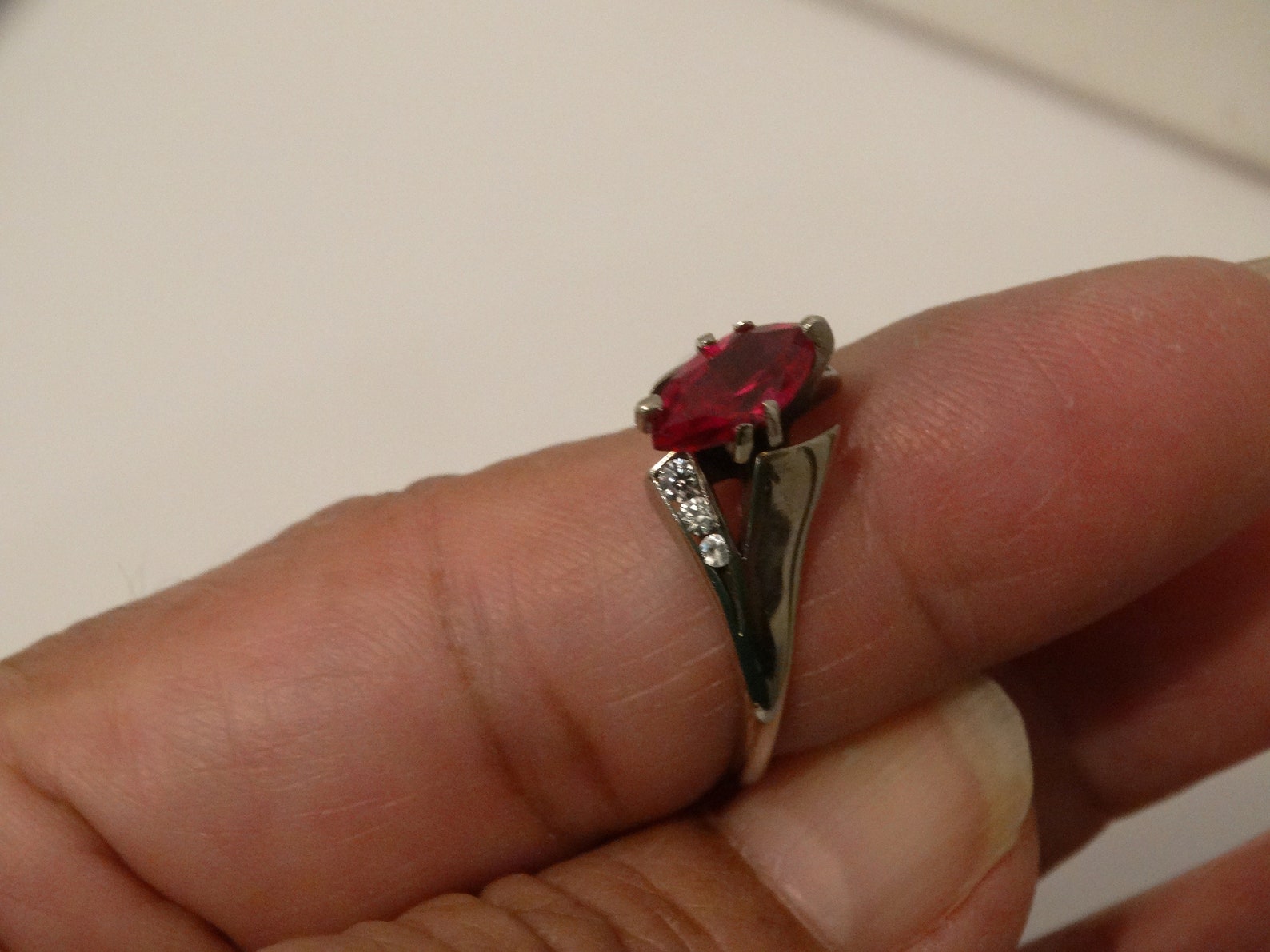 10k White Gold Stamped Genuine Ruby Stone Ring. - Etsy