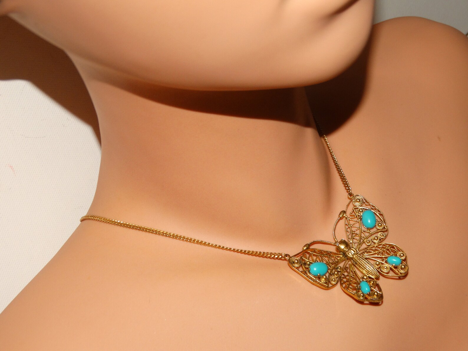 Gold Tone Juice Couture Turquoise Color Stone Butterfly Necklace. - Etsy