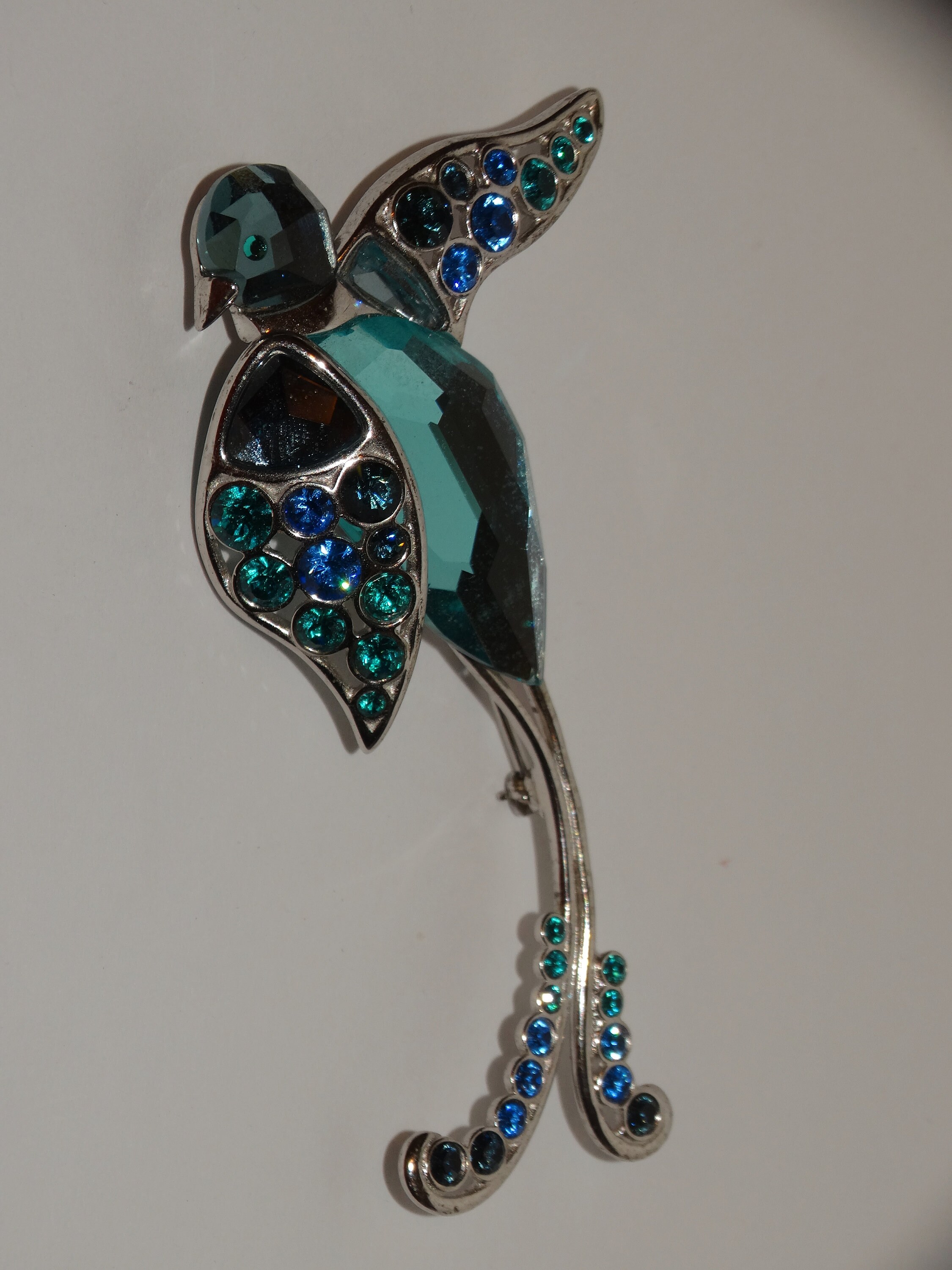 Swarovski Sterling Silver Signed Blue Bird Brooch. - Etsy