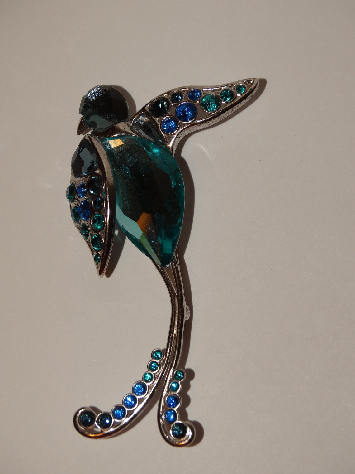 Swarovski Sterling Silver Signed Blue Bird Brooch. | Etsy