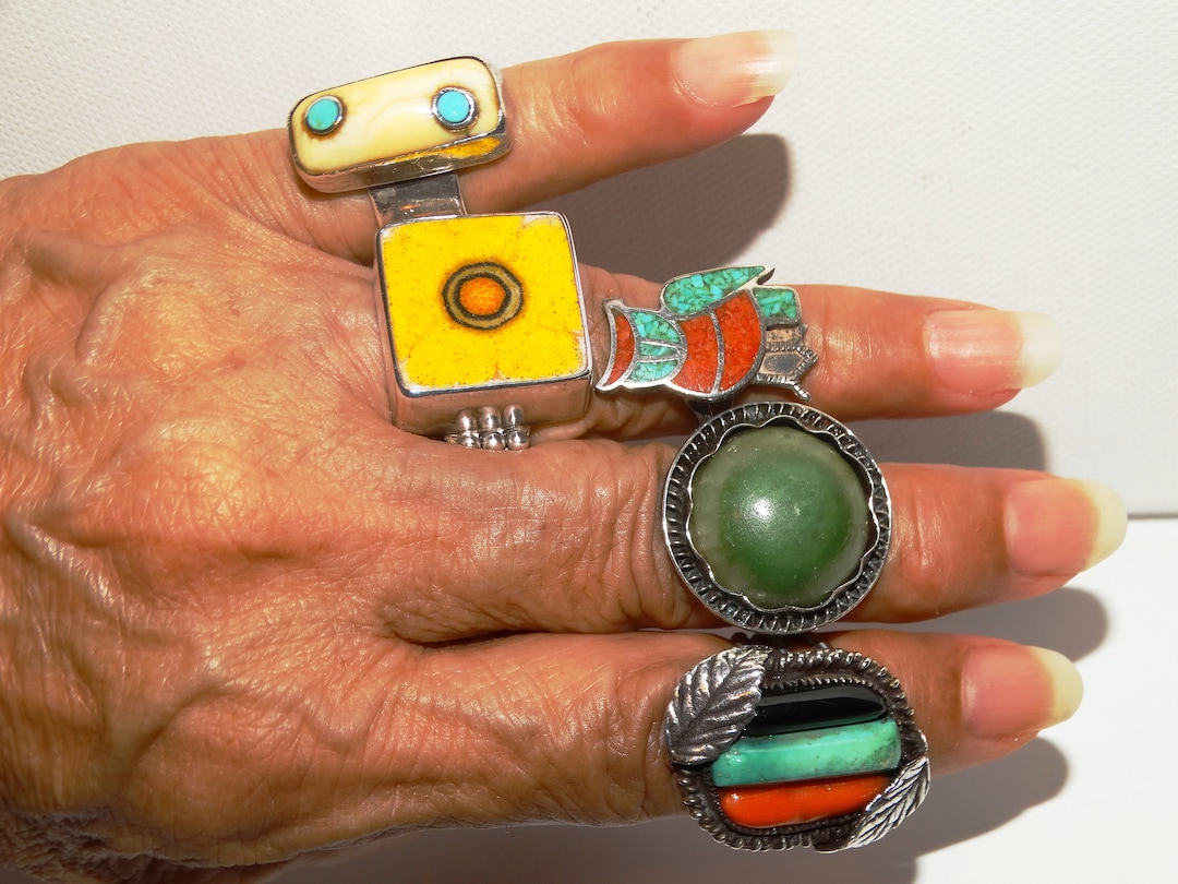 Navajo Sterling Silver Rings and Earrings. - Etsy