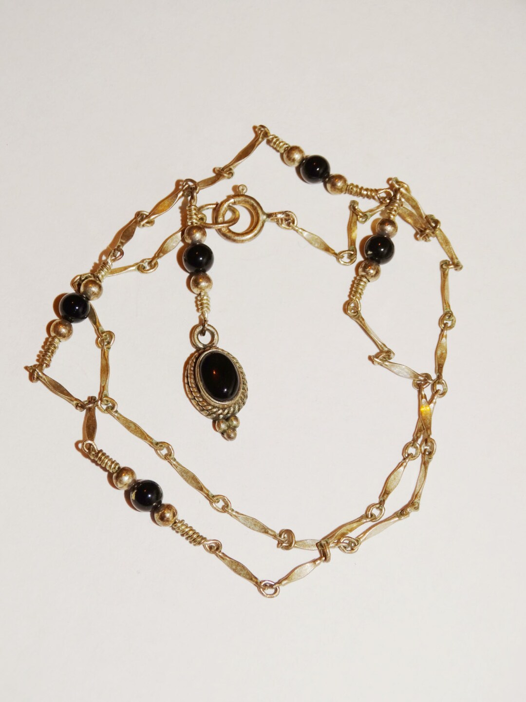 Sterling Silver Black Onyx 16" Necklace. - Etsy