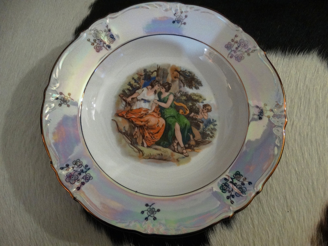 1960s Kahla Porcelain Fine "ladies With Cupid" Design Soup Plates Made ...