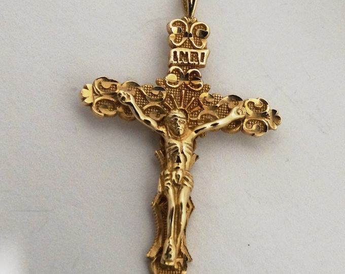 10k Gold Vintage Design Cross Pendant. - Etsy