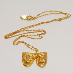 14k Yellow Gold Happy/sad Face Pendant Necklace. - Etsy