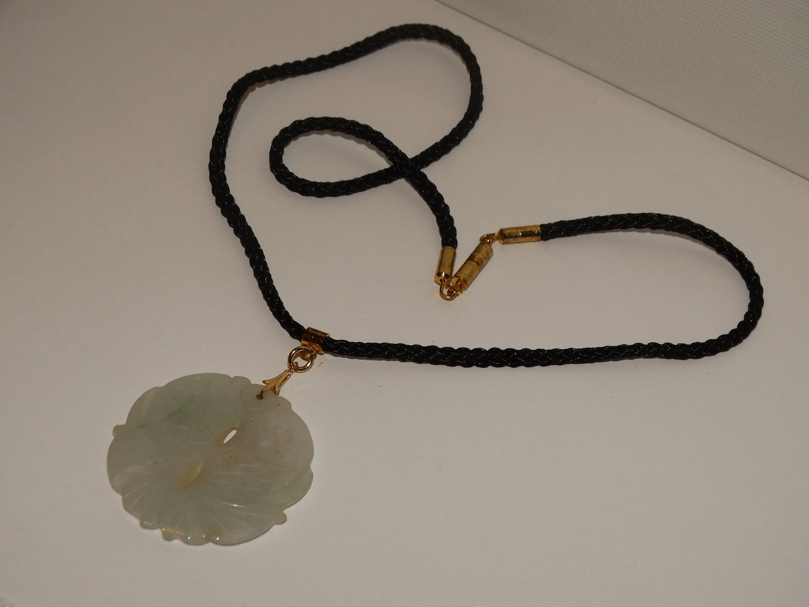 14k Asian Chinese Hand Carved Jade Double Fish Pendant Necklace. - Etsy