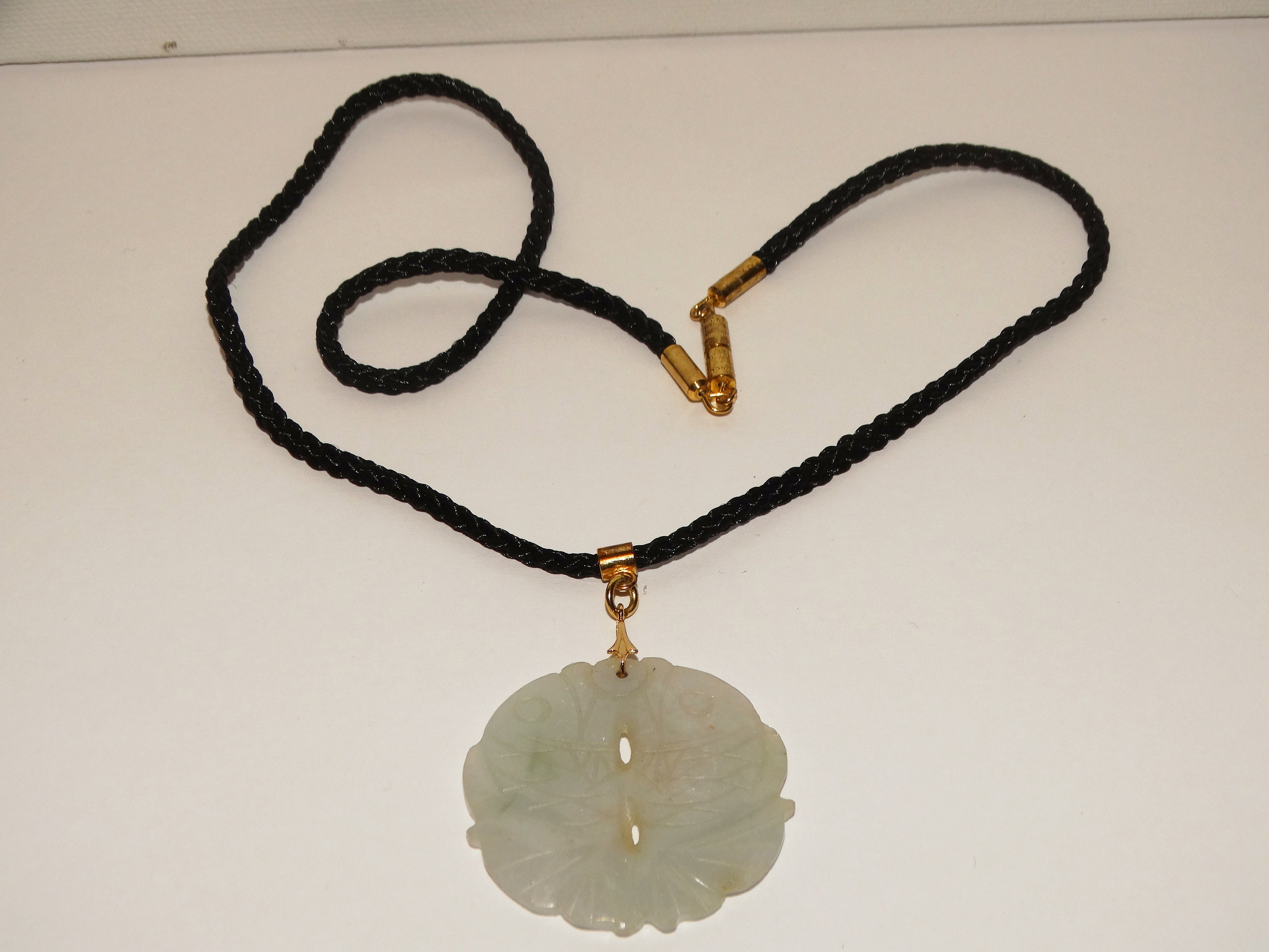 14k Asian Chinese Hand Carved Jade Double Fish Pendant Necklace. - Etsy