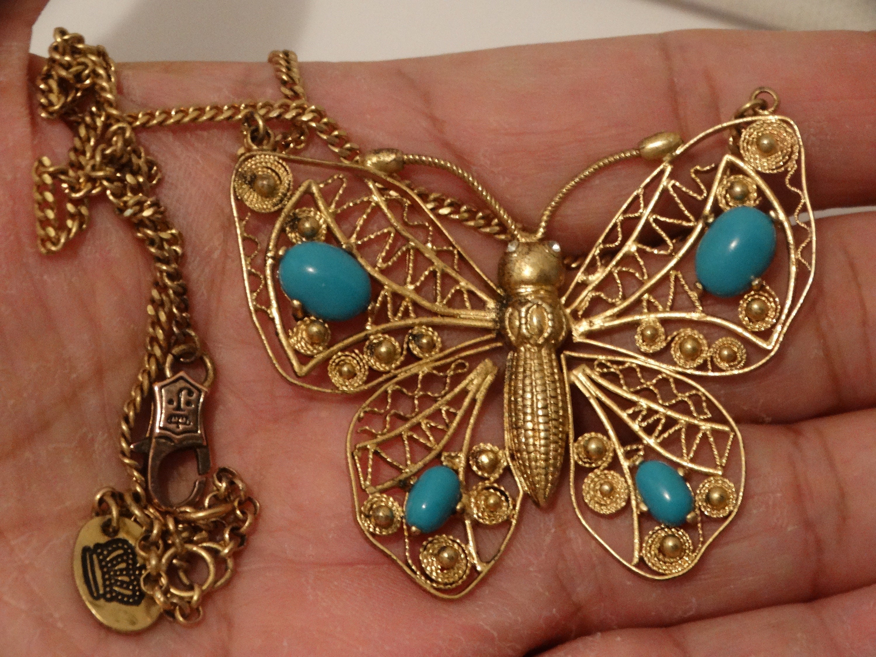Gold Tone Juice Couture Turquoise Color Stone Butterfly Necklace. - Etsy