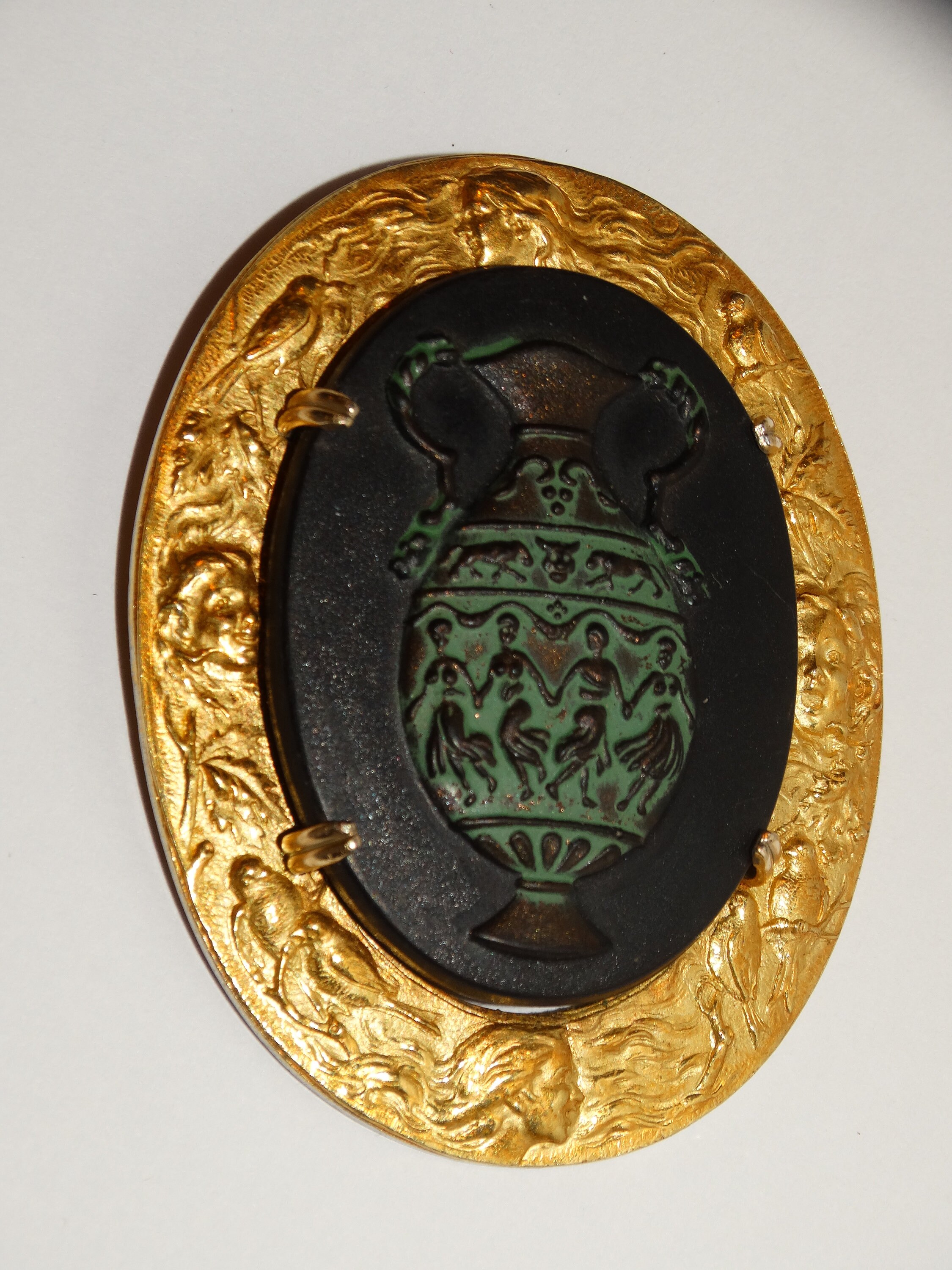 Greek Gold Tone Large Metal Medallion Pendant. | Etsy