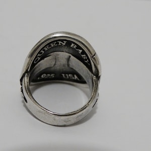 King Baby Queen Baby Solid Sterling Silver Crowned Heart Ring. - Etsy