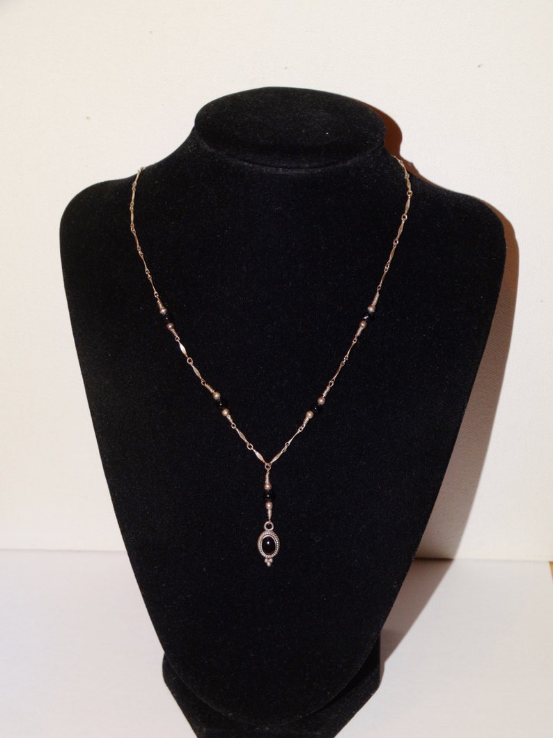 Sterling Silver Black Onyx 16" Necklace. - Etsy