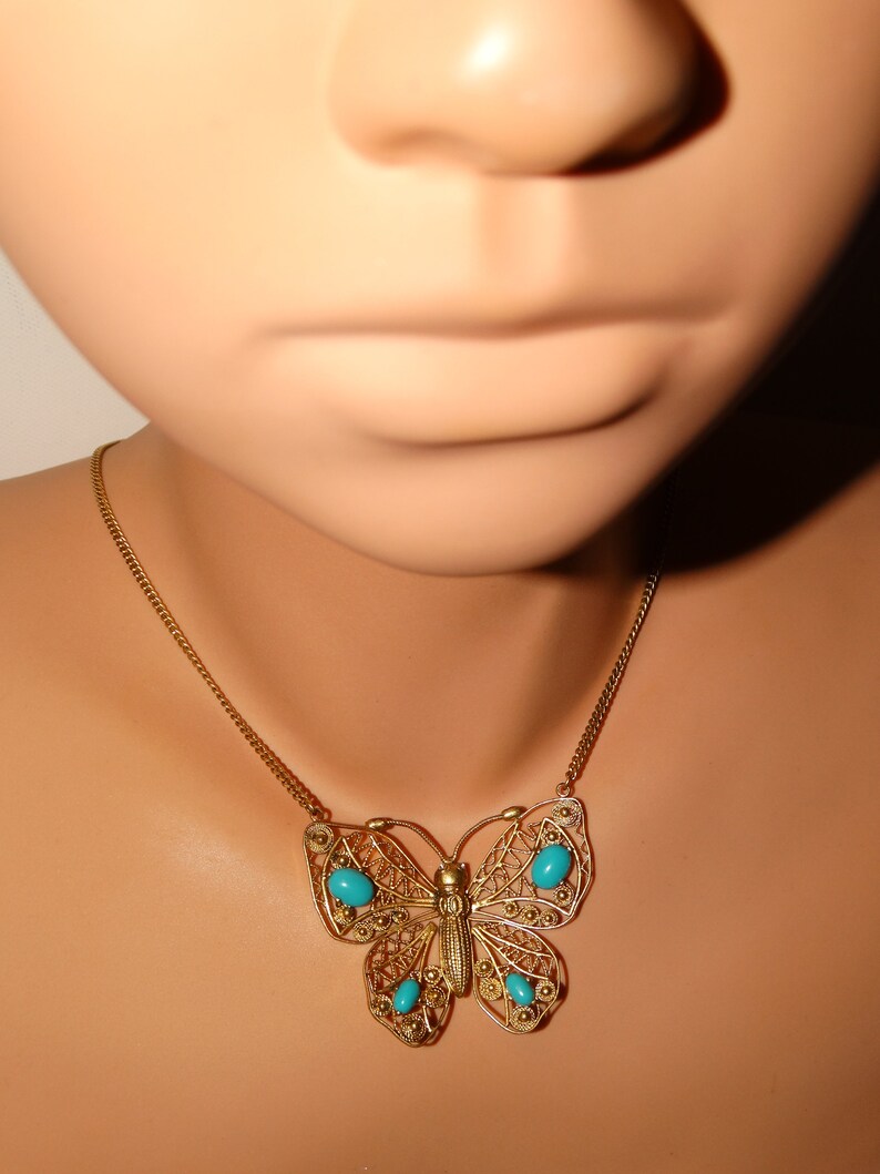 Gold Tone Juice Couture Turquoise Color Stone Butterfly Necklace. - Etsy
