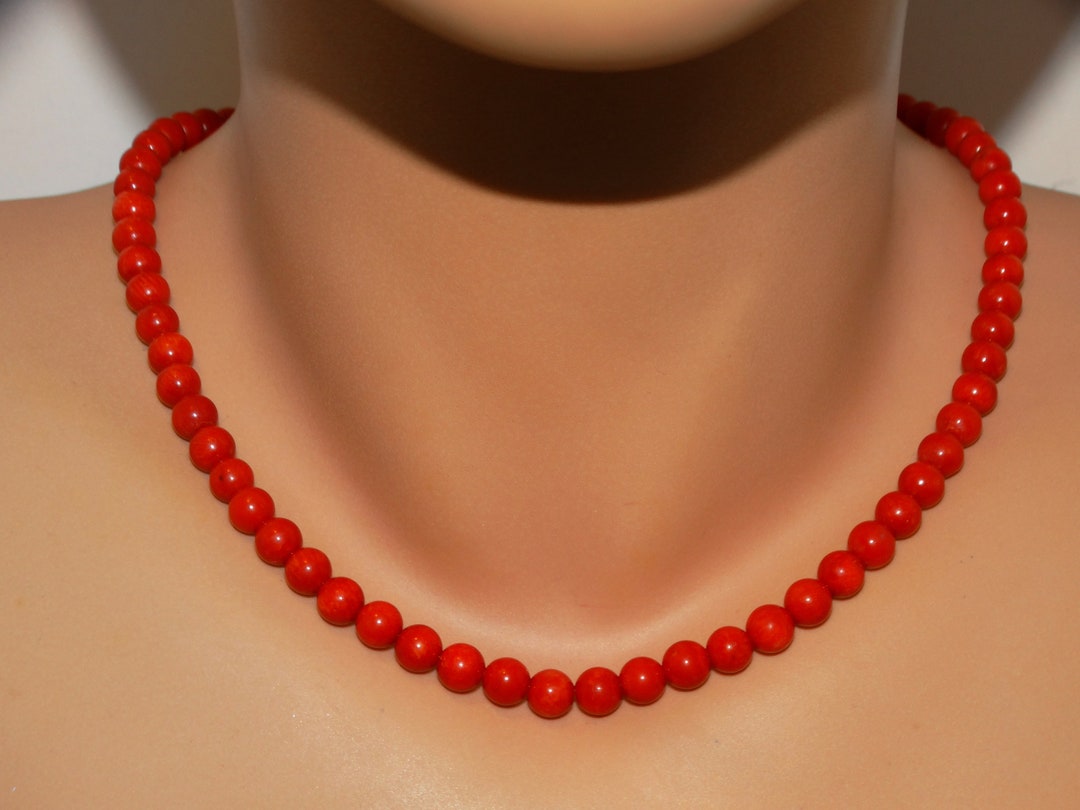 750k Gold Gorgeous Natural Mediterranean Perfectly Round Coral Bead ...