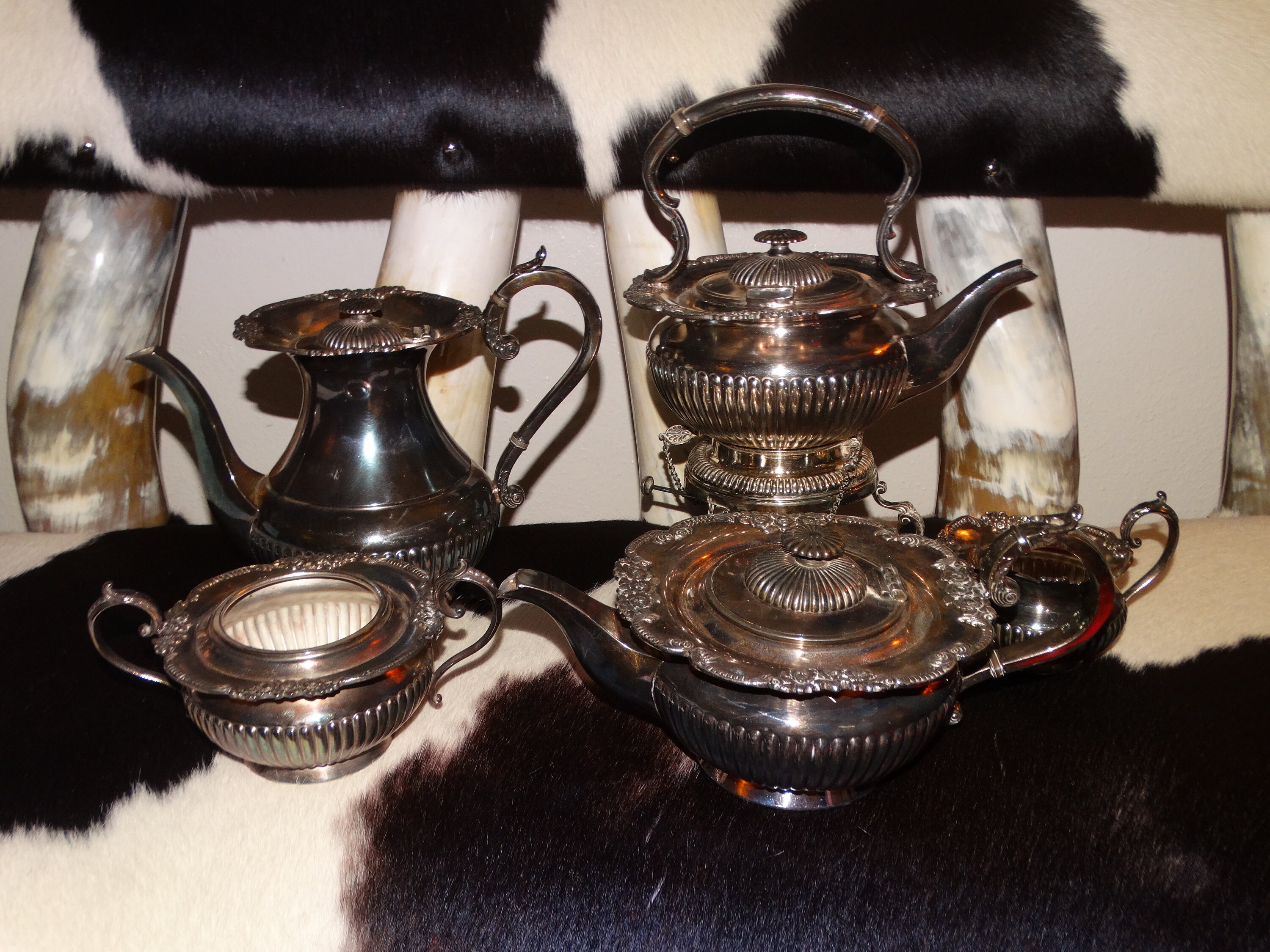 Victorian Set RARE Silver Plated EPBM Britannian Made Unique Rose ...