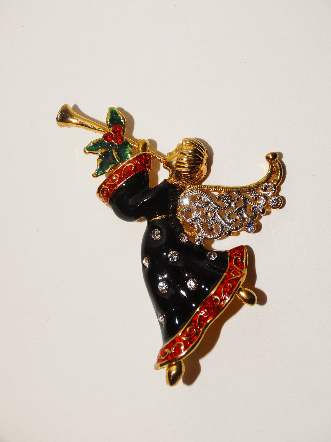 Christmas Gold Tone Angel Brooch. | Etsy