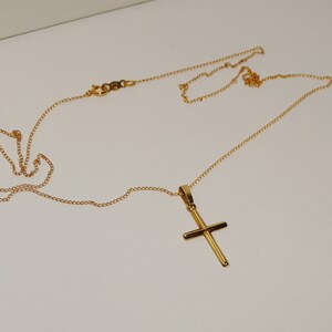 14k Yellow Gold Stamped Cross Necklace. - Etsy