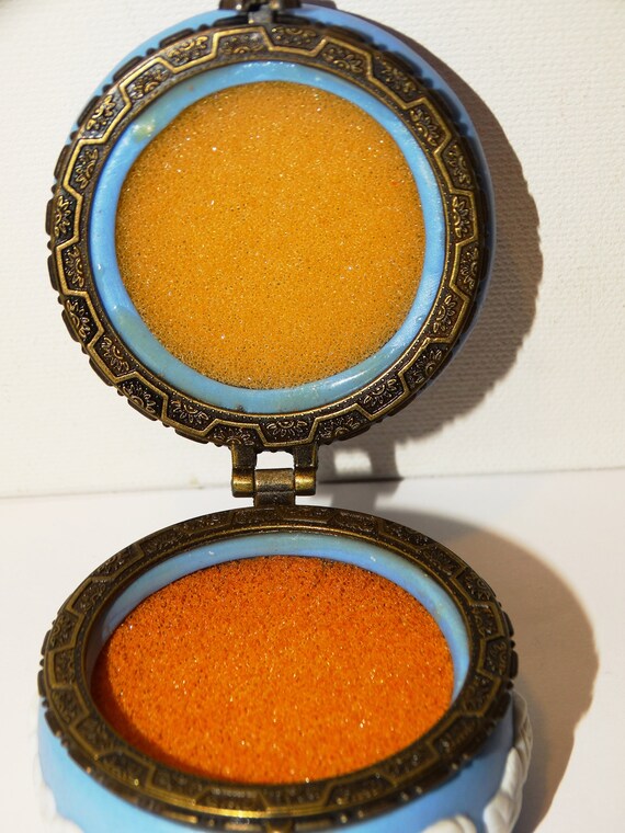 Porcelain Blue/White Angel Jewelry Box. - Gem