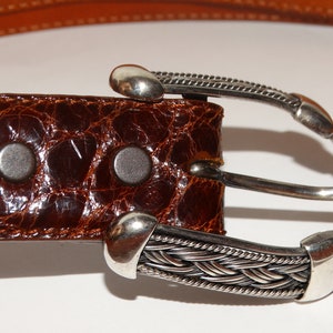 Ron Rizzo Sterling Silver Handmade Basket Weave Design Buckle & Leather ...