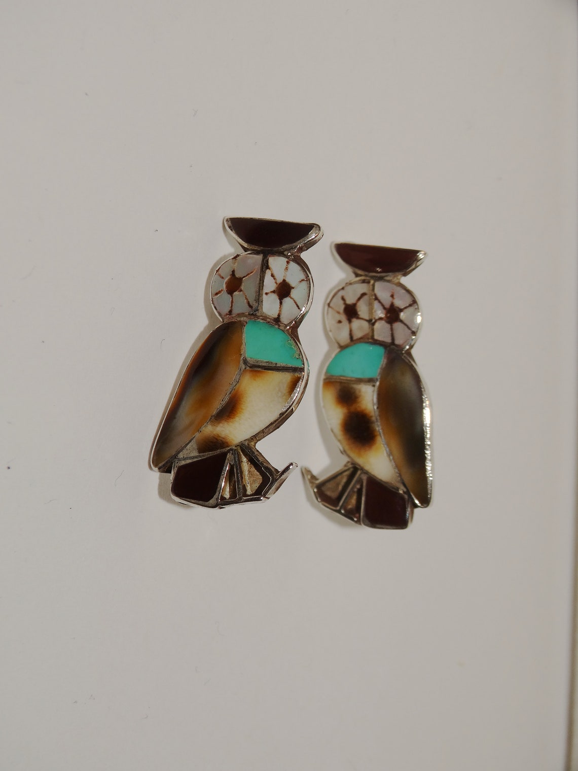 ZUNI Carlene Leekity Squash Blossom Owl Sterling Silver Inlay | Etsy