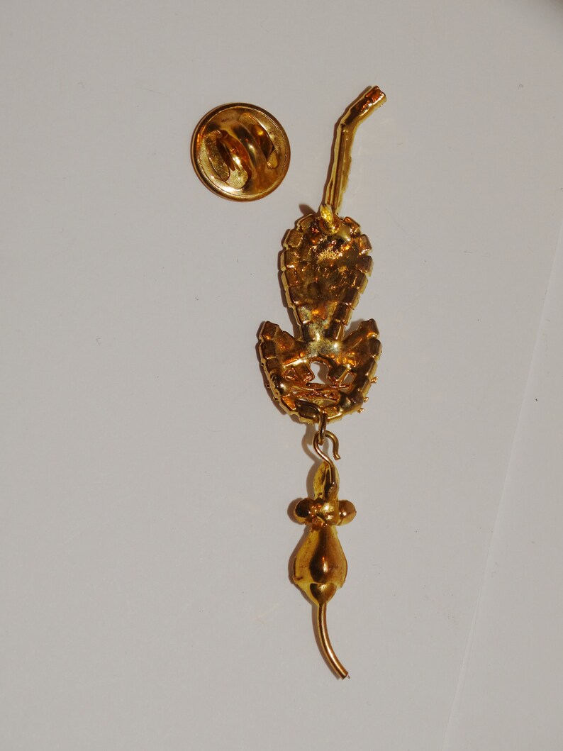 Gold Tone Cat & Mouse Sparkling Rhinestones Pin. - Etsy