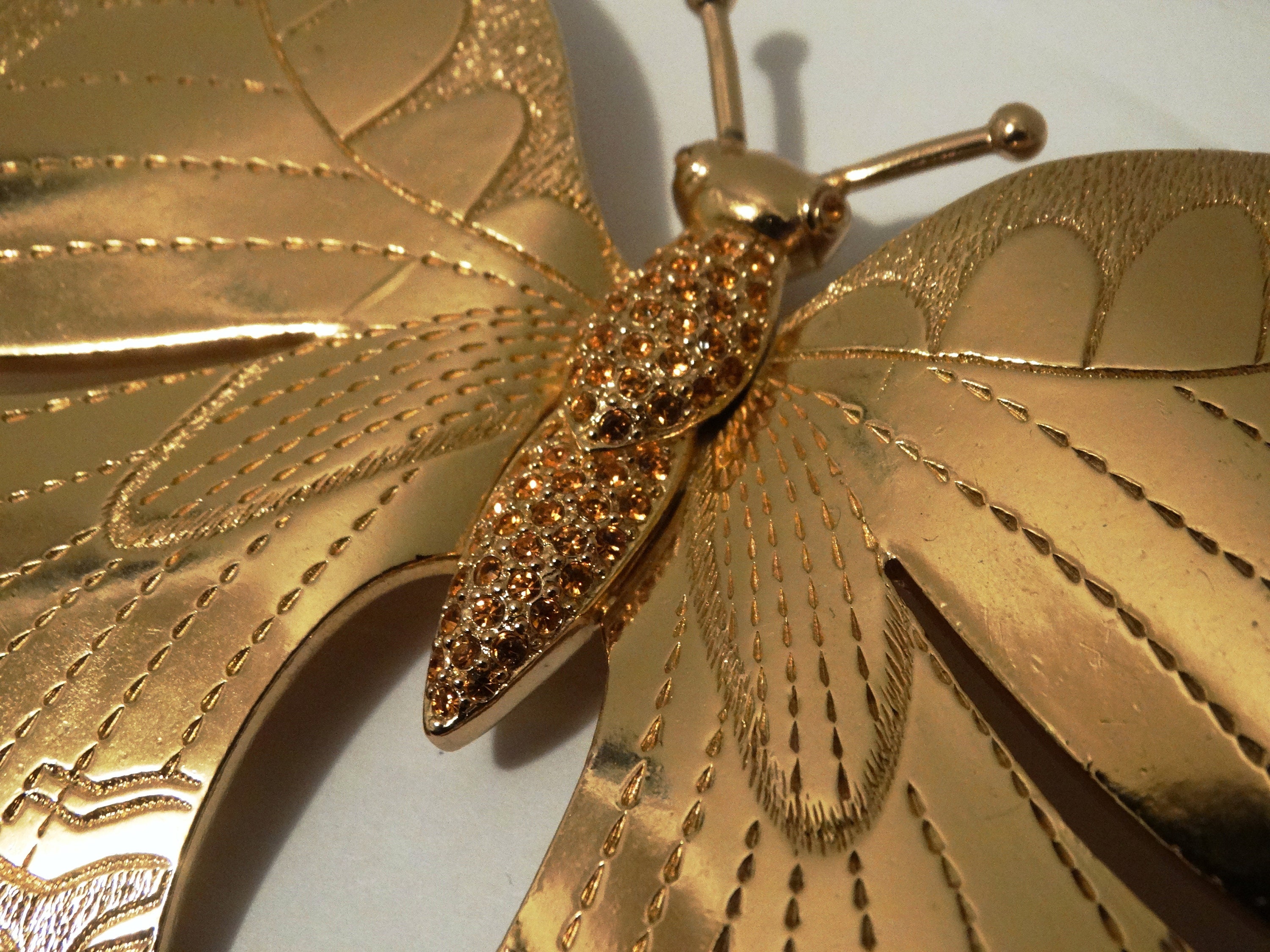 RARE Christian Dior HUGE Textured Gold Tone 3D Butterfly | Etsy