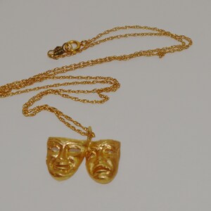 14k Yellow Gold Happy/sad Face Pendant Necklace. - Etsy