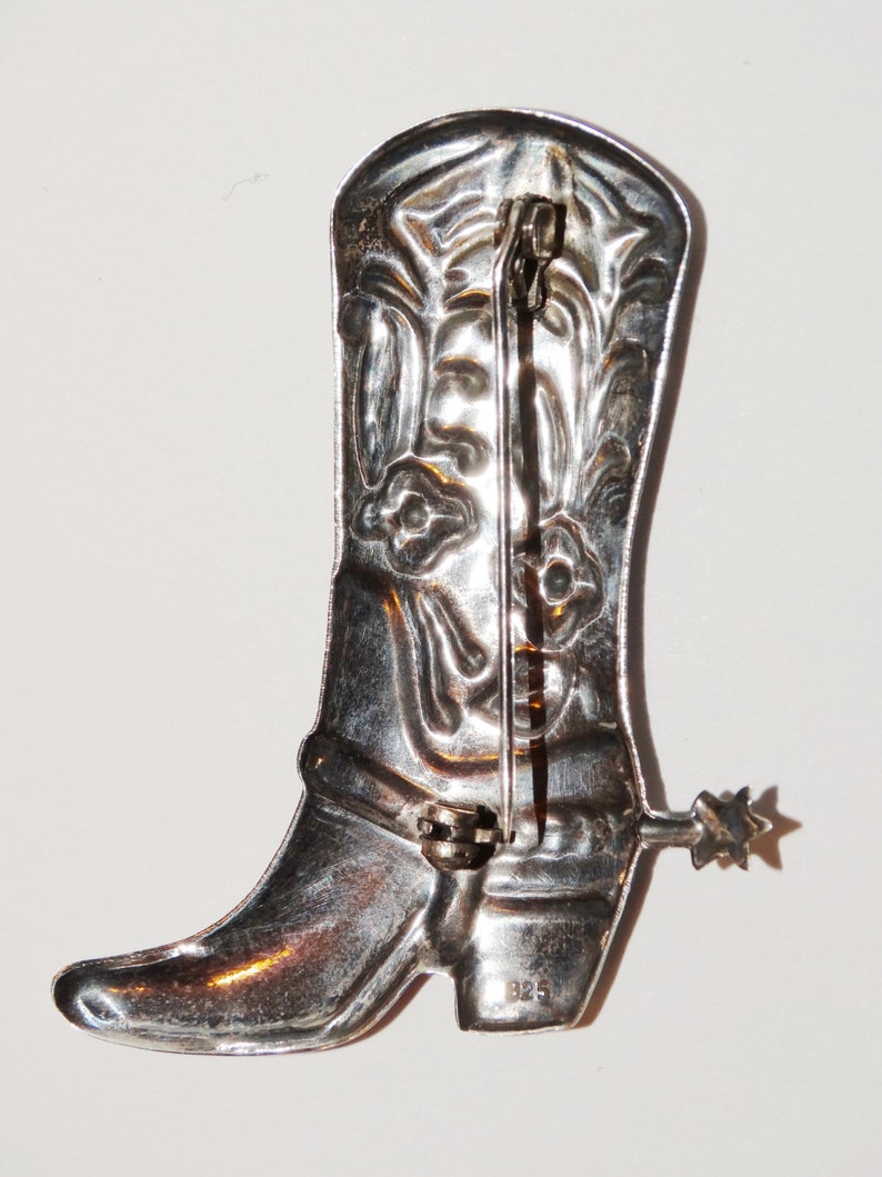 Sterling Silver Cowgirl Boot / Spur Brooch. - Etsy