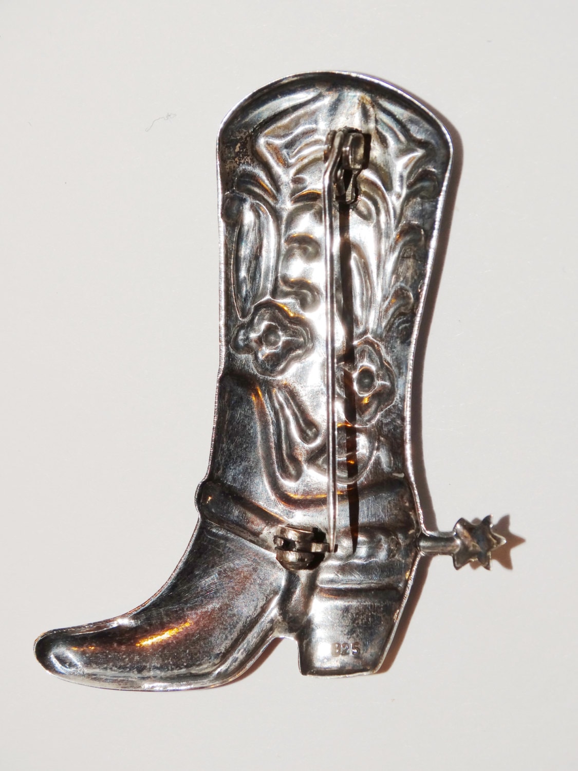 Sterling Silver Cowgirl Boot / Spur Brooch. | Etsy