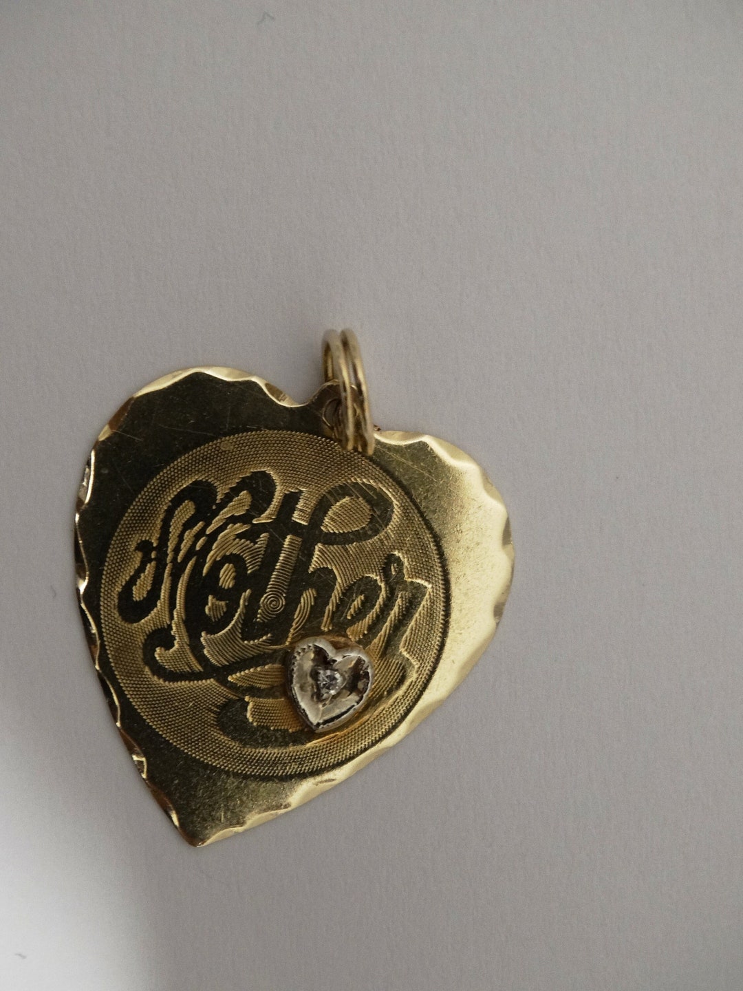 14k Gold "mother" Heart Charm/pendant. - Etsy