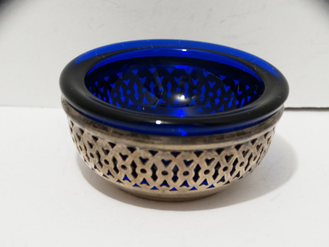 Era 1900s Sterling Silver Salt Cellar Cobalt Blue Glass. - Etsy