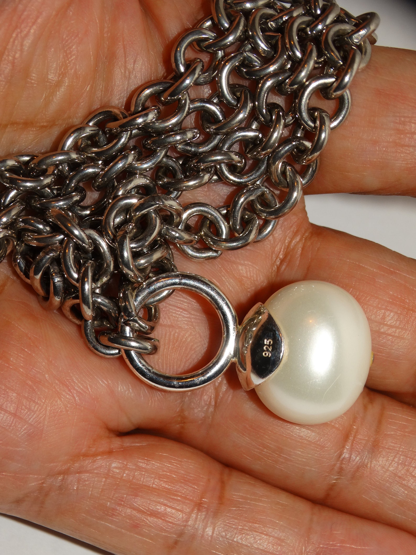 Sterling Silver Heavy & Thick Chain Link W/ Large 3/4 | Etsy