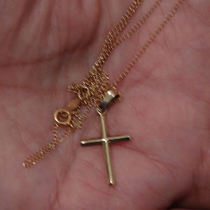 14k Yellow Gold Stamped Cross Necklace. - Etsy