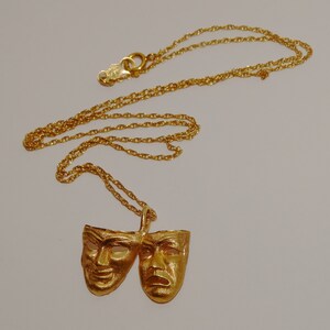 14k Yellow Gold Happy/sad Face Pendant Necklace. - Etsy