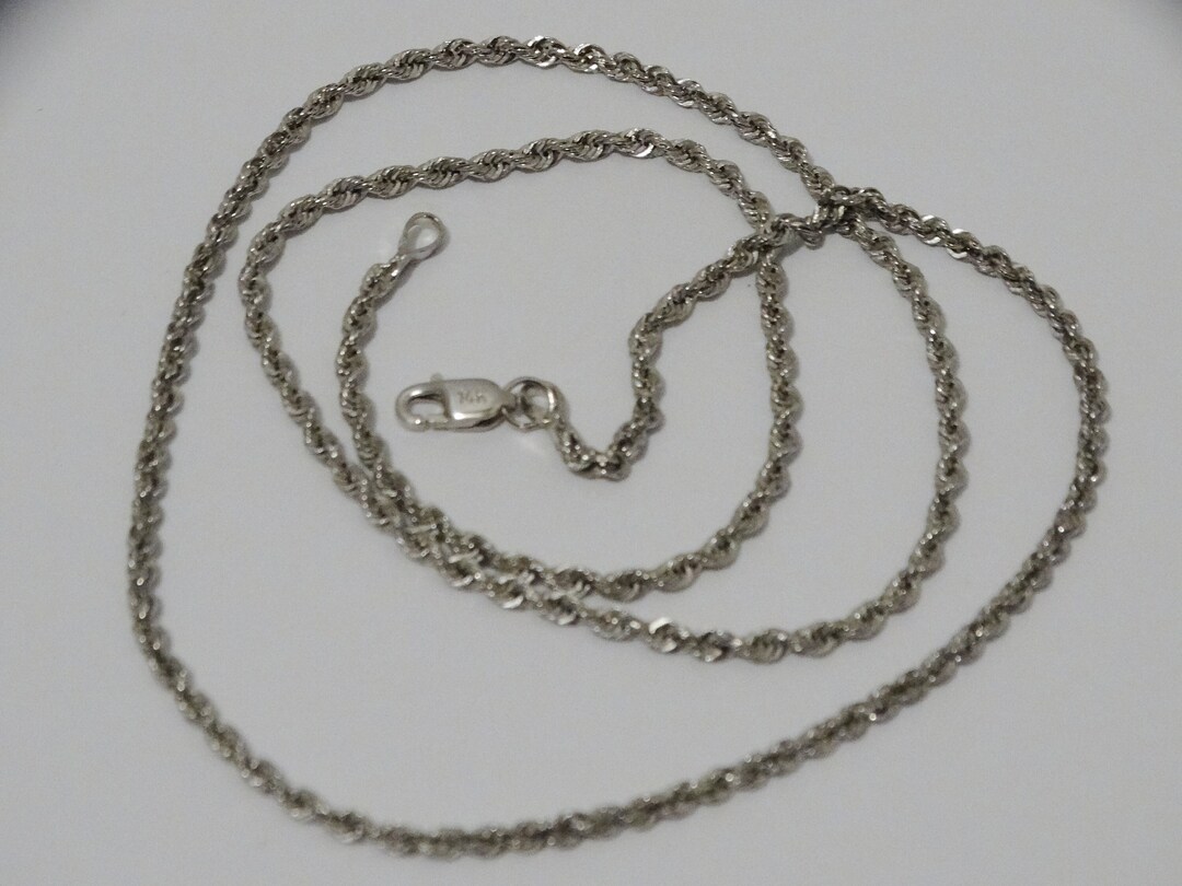14k White Gold Twisted Rope Design Chain Necklace. - Etsy