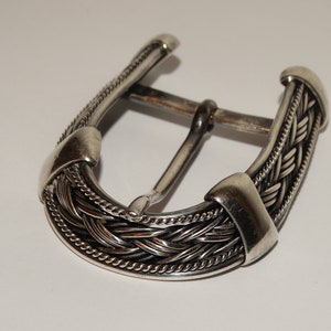 Ron Rizzo Sterling Silver Handmade Basket Weave Design Buckle & Leather ...