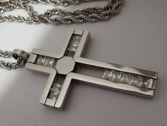 Stainless Steel Large Cross With Chain. | Etsy