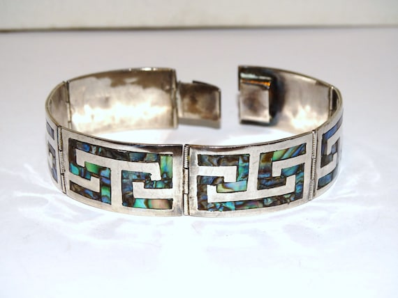 1940s 1950s Sterling Mexican Inlaid Abalone 8 Bracelet. | Etsy