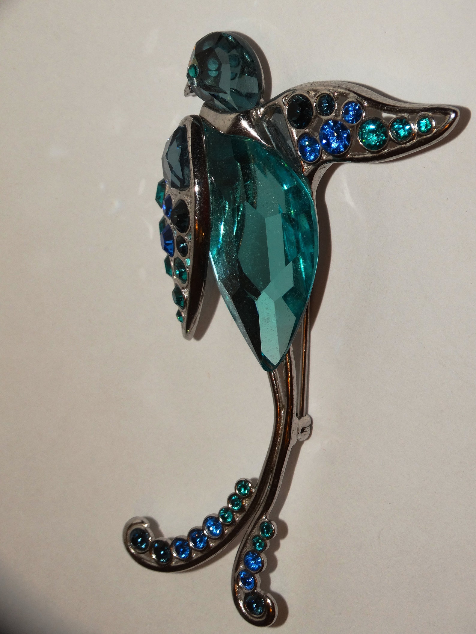 Swarovski Sterling Silver Signed Blue Bird Brooch. - Etsy