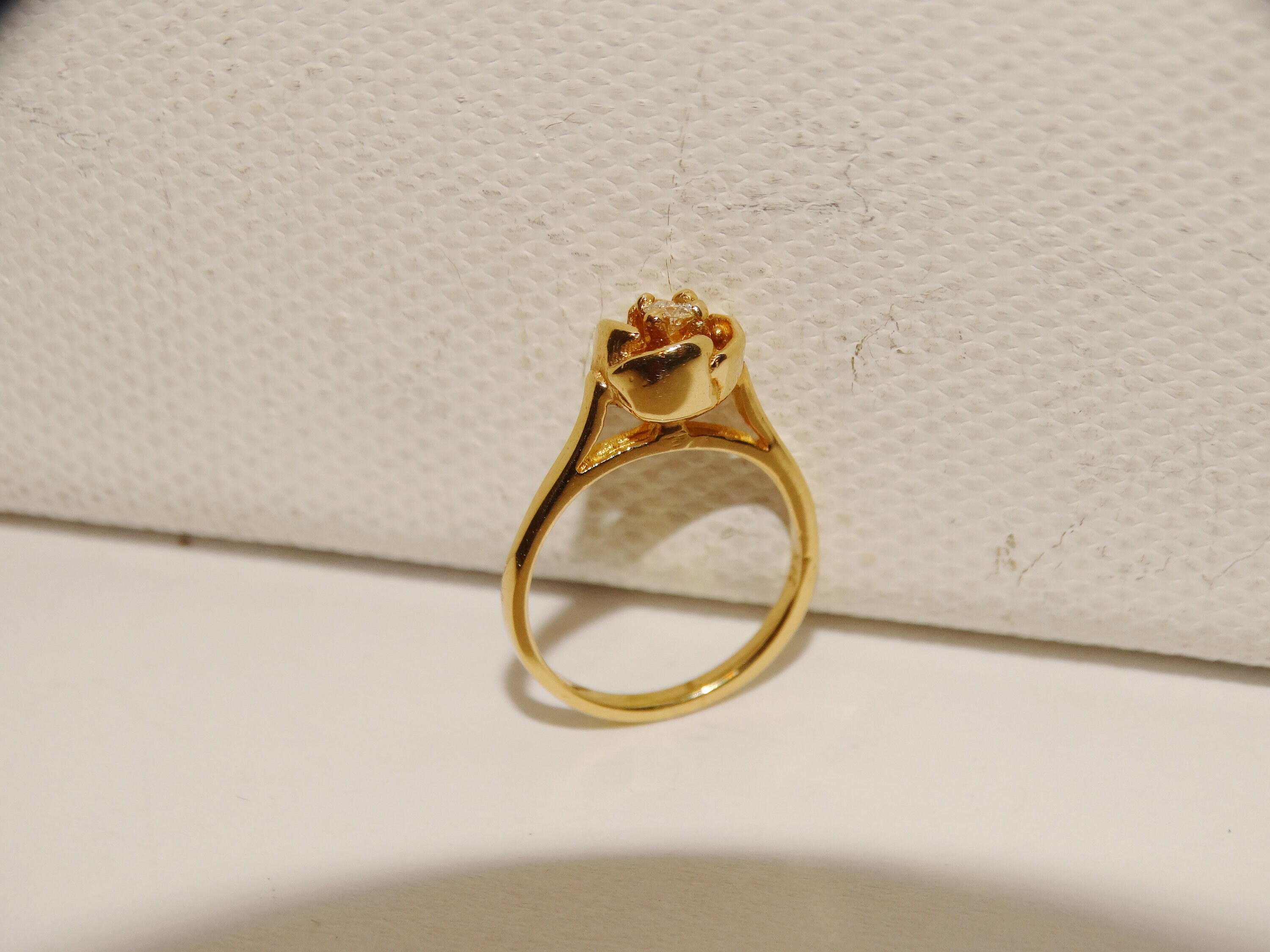 14k Yellow Gold Flower Genuine Center Sparkling Diamond Ring. | Etsy