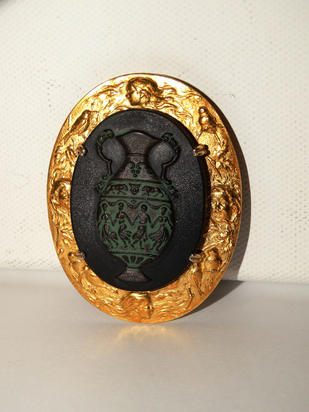 Greek Gold Tone Large Metal Medallion Pendant. - Etsy