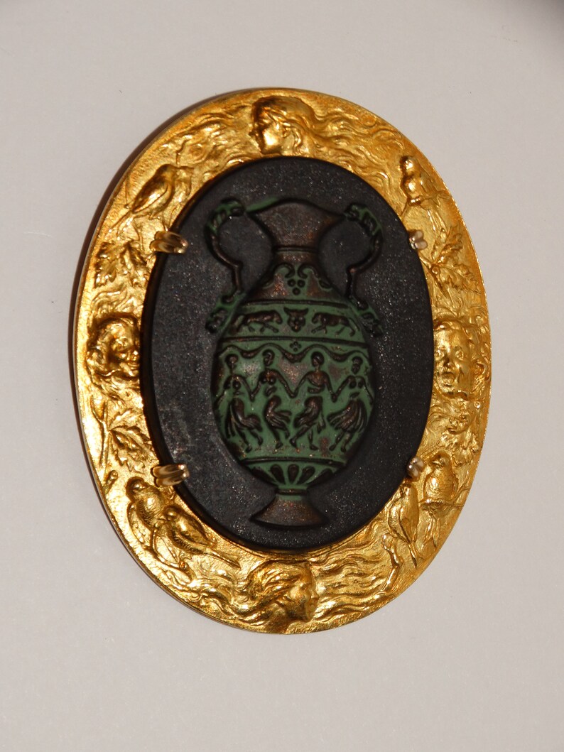 Greek Gold Tone Large Metal Medallion Pendant. - Etsy