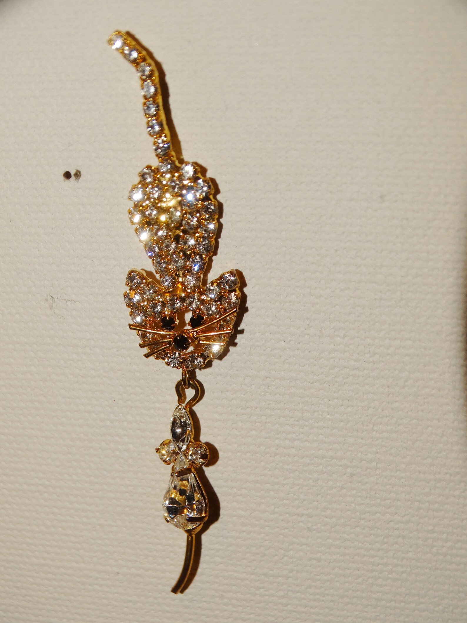 Gold Tone Cat & Mouse Sparkling Rhinestones Pin. | Etsy