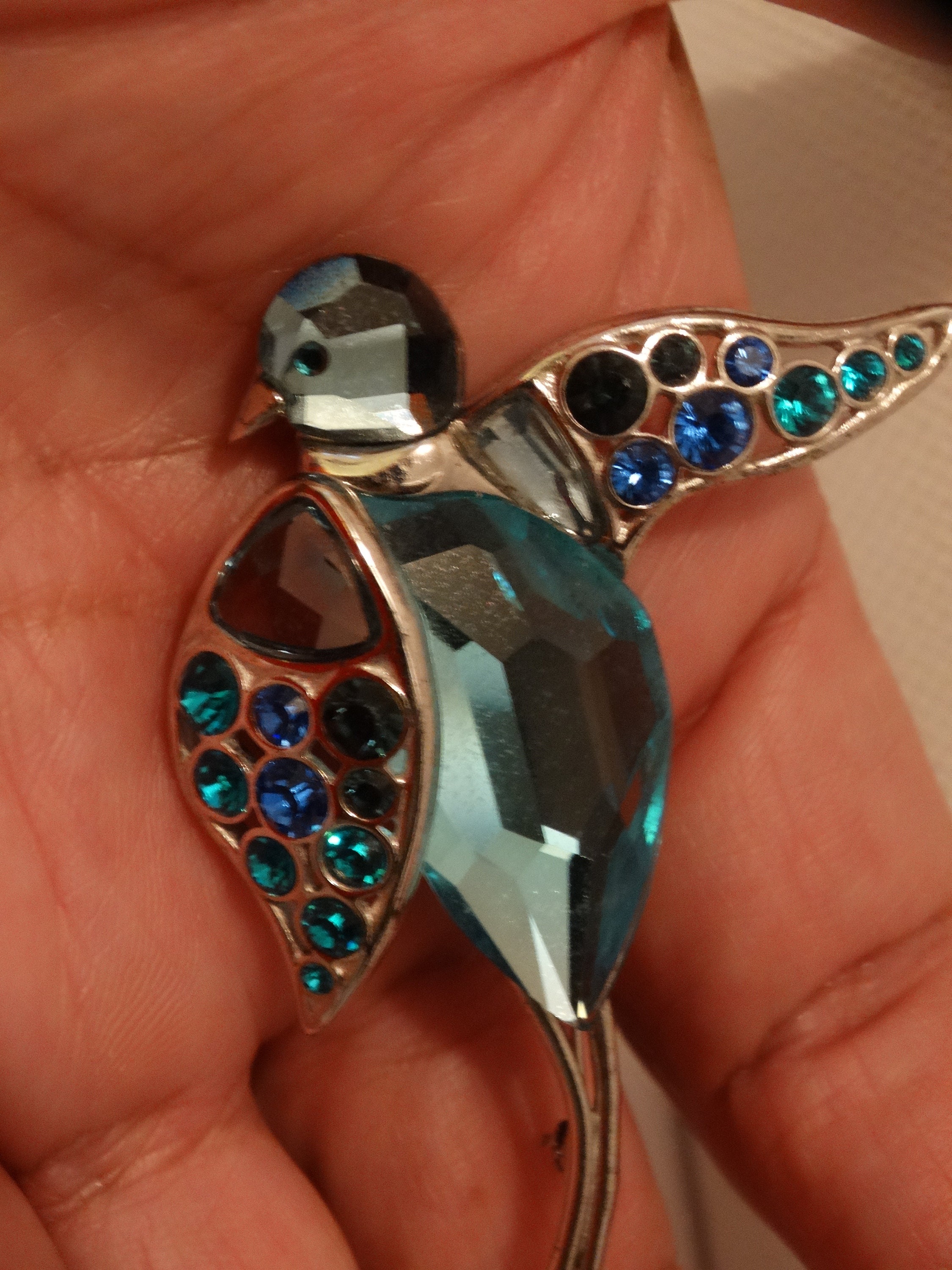 Swarovski Sterling Silver Signed Blue Bird Brooch. | Etsy