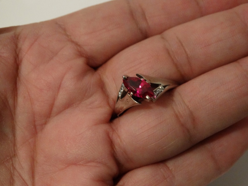 10k White Gold Stamped Genuine Ruby Stone Ring. - Etsy